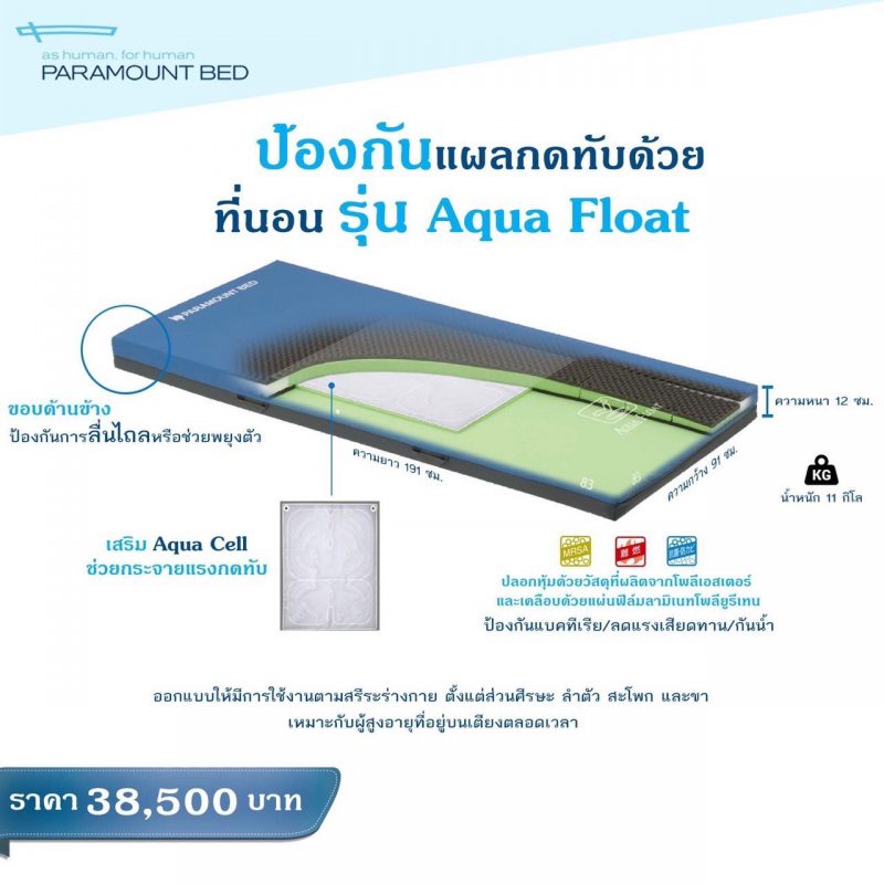 PARAMOUNT BED ที่นอน ป้องกันแผลกดทับ รุ่น AQUA FLOAT - MD Meda เมดา เมดิคอล